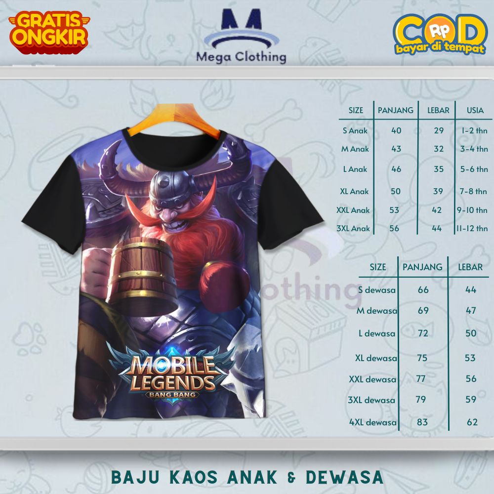 Jual Kaos ML Mobile Legend Tank Franco Anak & Dewasa - Baju Couple Anak & Dewasa ML Mobile ...