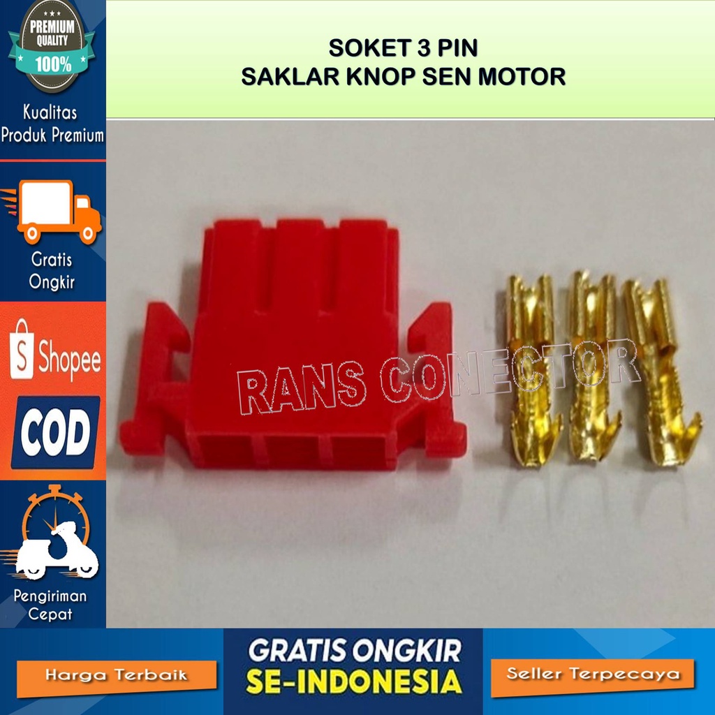 Jual SOKET SOCKET KONEKTOR CONNECTOR 3 PIN SEIN SEN MOTOR - SOKET 3 PIN ...