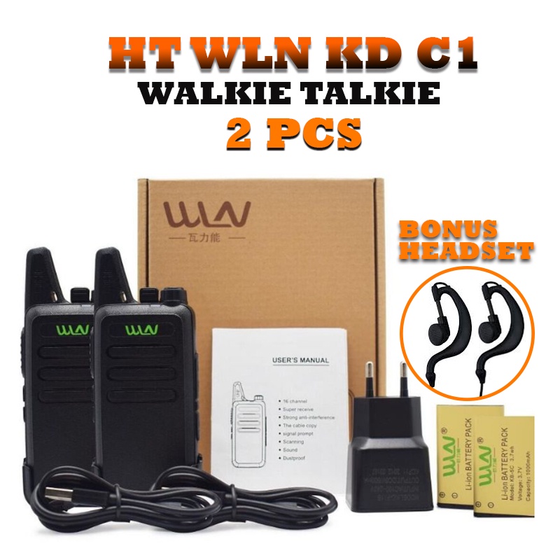 Jual COD HT Walkie Talkie 2 Unit HT WLN WLAN KD-C1 UHF Two Way WLN CI Handy Talky Mini Walkie ...