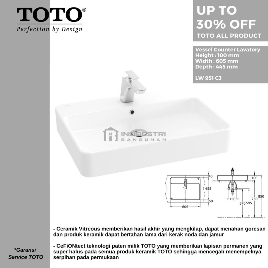 Jual Wastafel TOTO LW 951 CJ / Wastafel Meja TOTO (Body Only) | Shopee ...