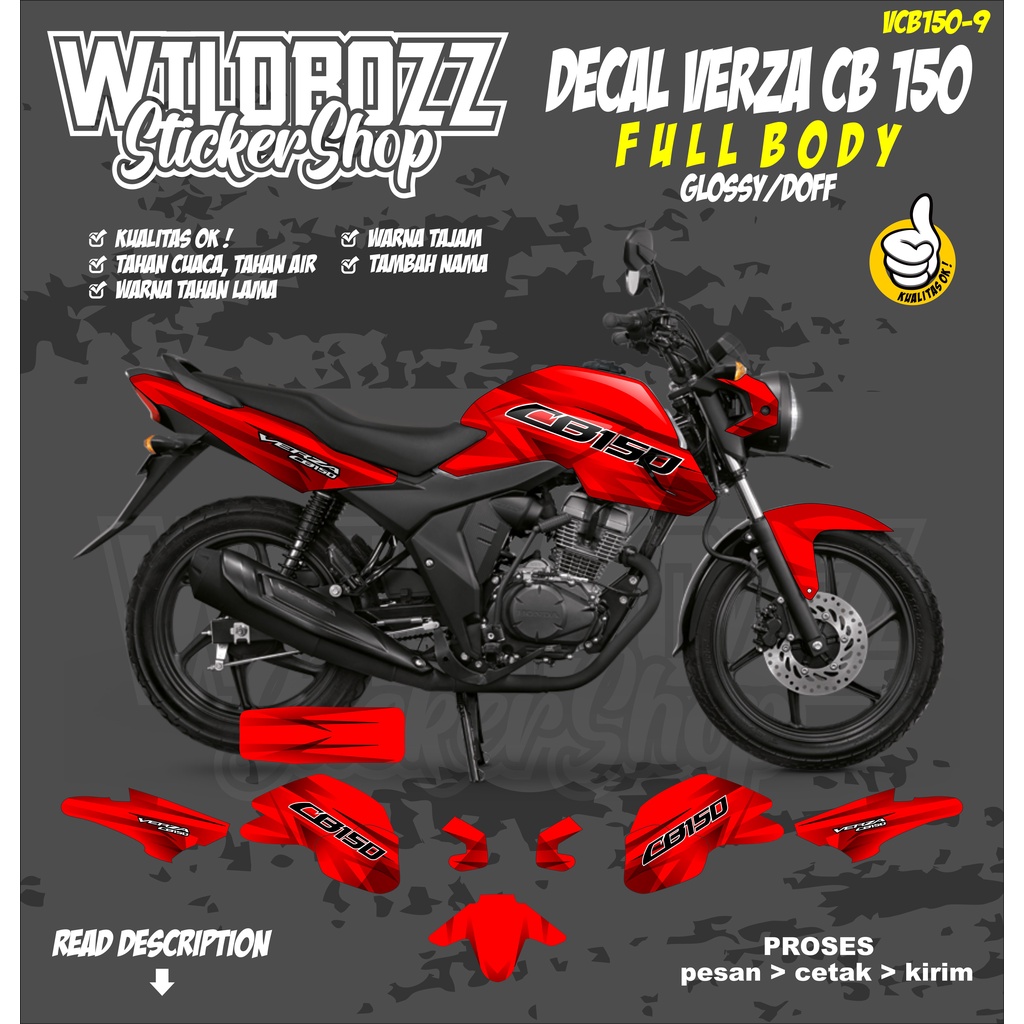 Jual decal Cb 150 VERZA full body merah keren (vcb150-9) -wildbozz ...