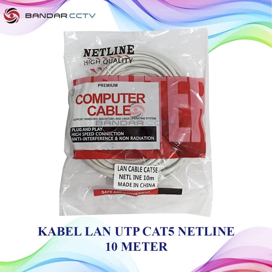 Jual KABEL LAN UTP CAT5E NETLINE 10 METER KABEL KOMPUTER PREMIUM ...