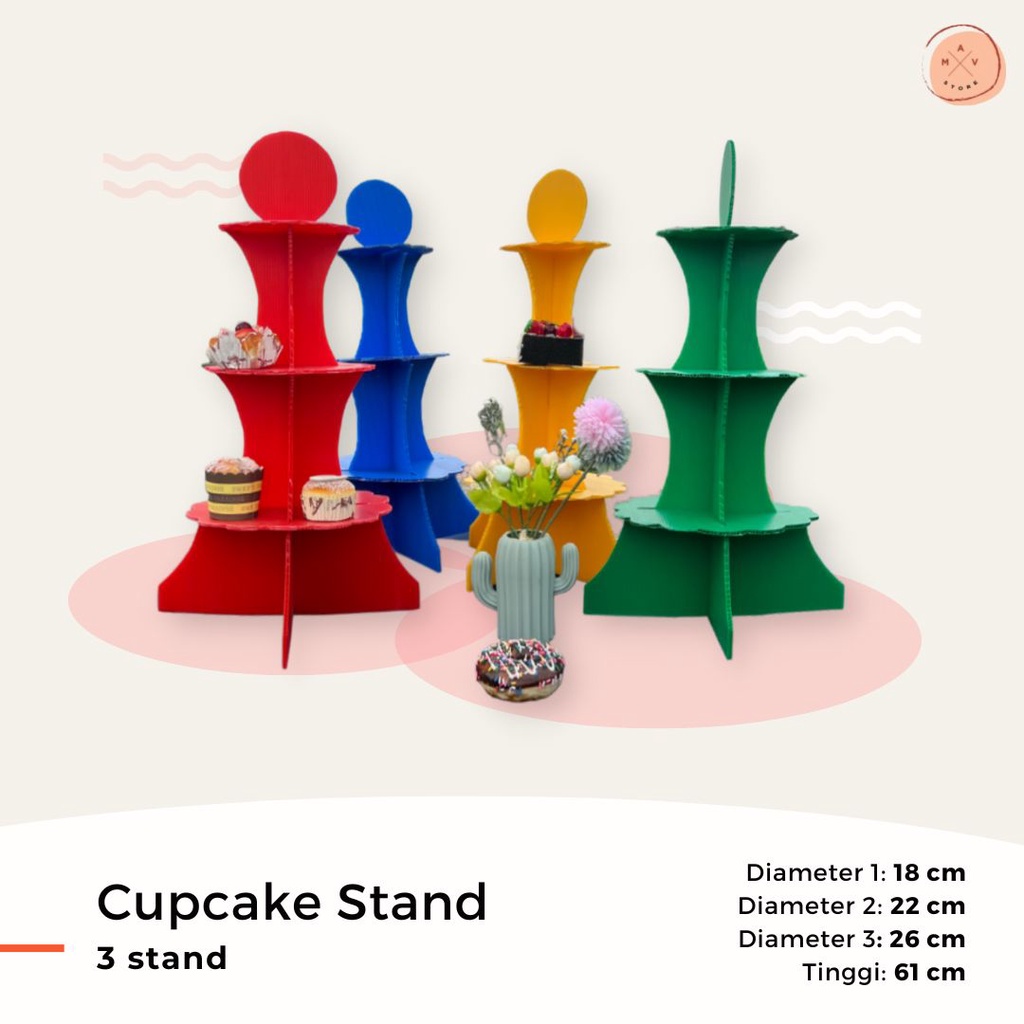 Jual Cupcake Stand/ Cake Tier/ Standing Cake/ Tempat Kue 3 Tingkat | Shopee Indonesia
