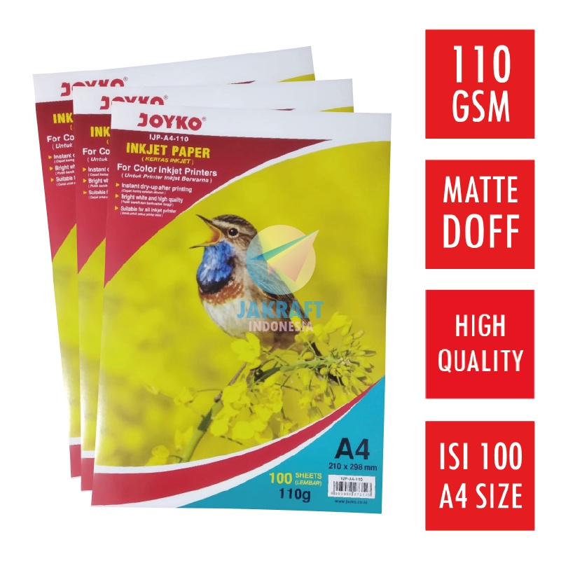 Jual (100 Lembar) Kertas Foto Doft Doff A4 110 Gram Gsm JOYKO IJP-A4-110 Matte Inkjet Photo ...