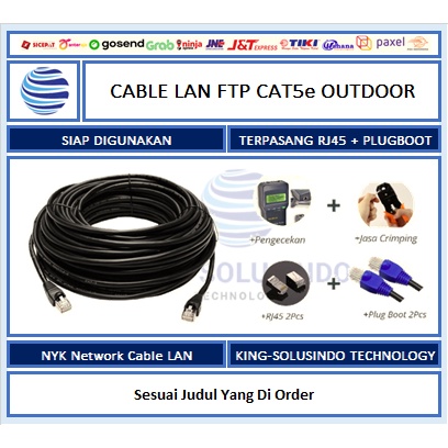 Jual Kabel LAN Cat5e Cat5 5M 10M 20M 30M 40M 50M Siap Pakai Plugboot RJ45 UTP FTP | Shopee Indonesia