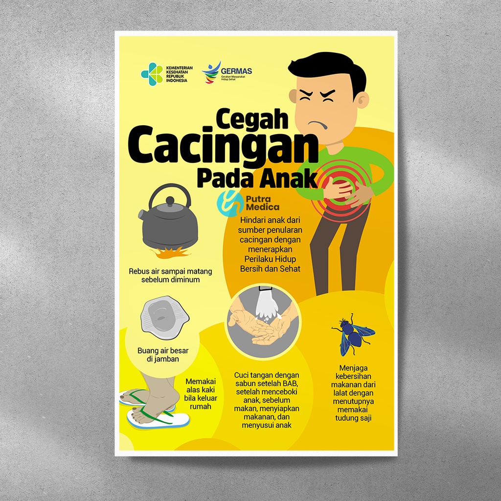 Jual Poster Kesehatan Cegah Cacingan Pada Anak A3+ / Gambar Edukasi | Shopee Indonesia