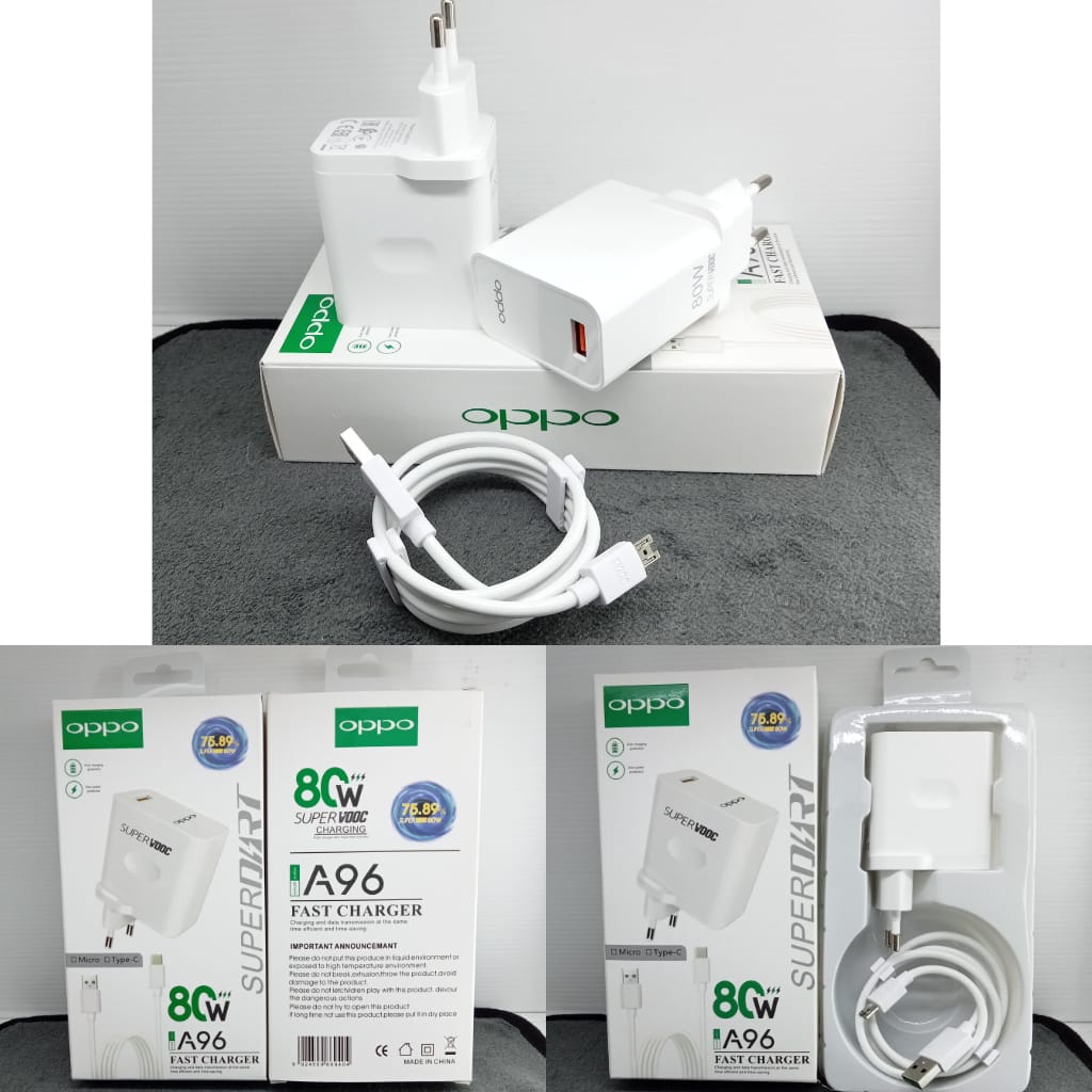 Jual Travel Charger Oppo A96 Original 80Wat Super VOOC DART Charging ...