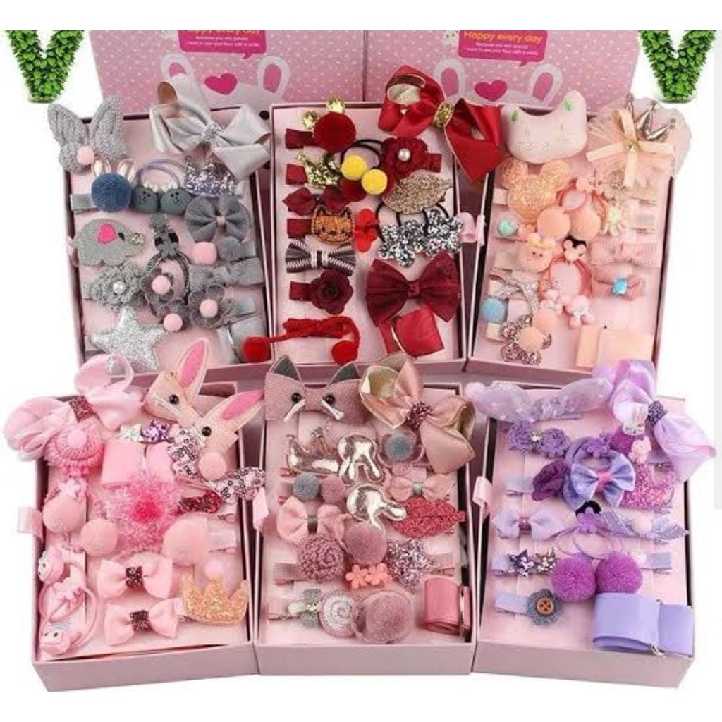 Jual AM Jepit Rambut Anak Box Set18 Random Import Termurah Jepit Rambut ...
