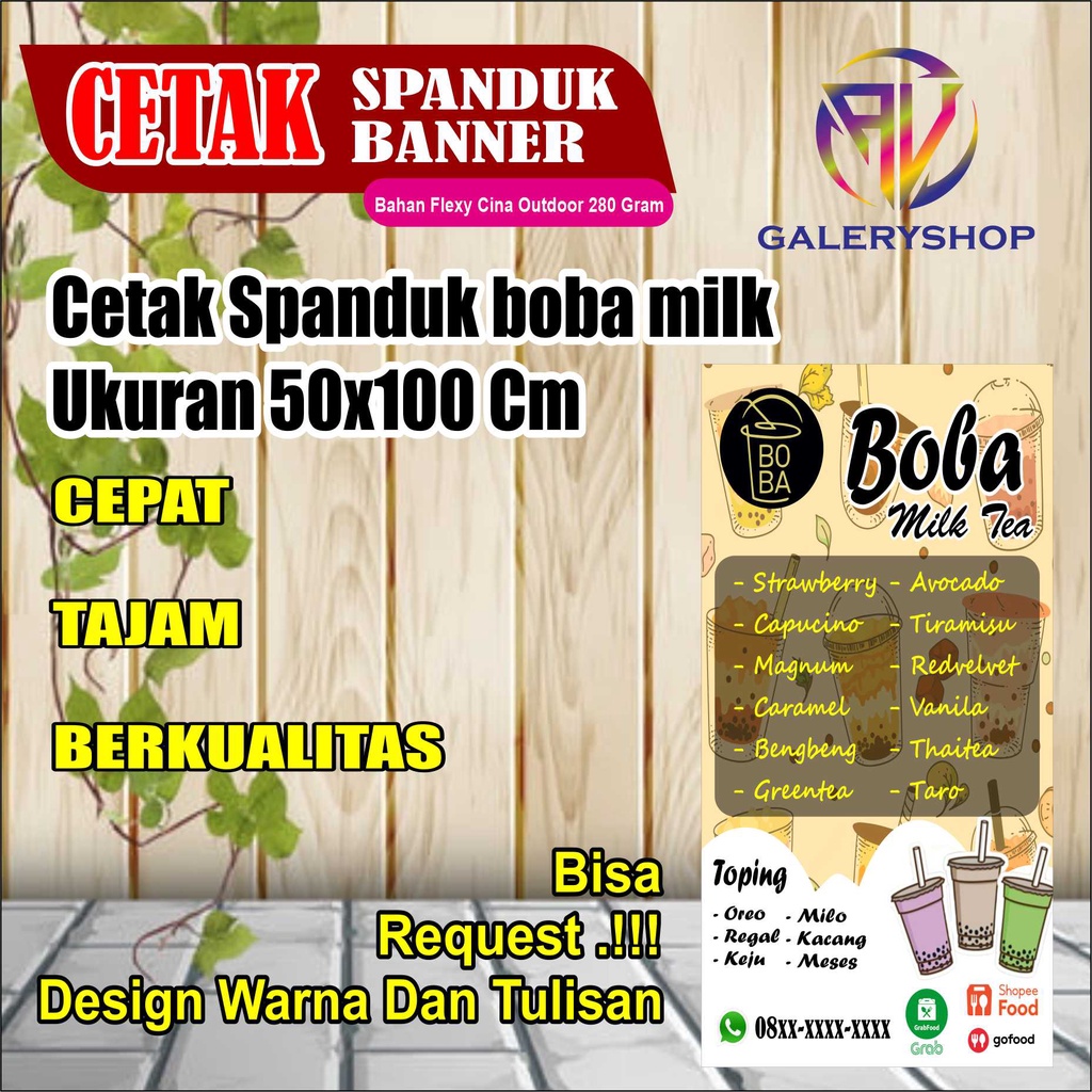 Jual cetak spanduk banner boba milk , dll. | Shopee Indonesia