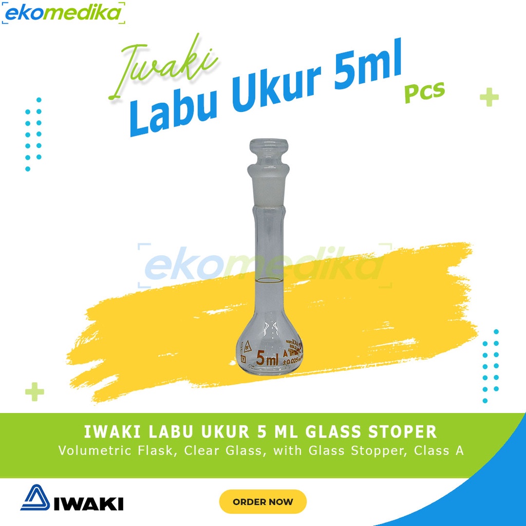 Jual Labu Ukur 5ml IWAKI Tutup Kaca Plastik / Glass PP Stopper ...