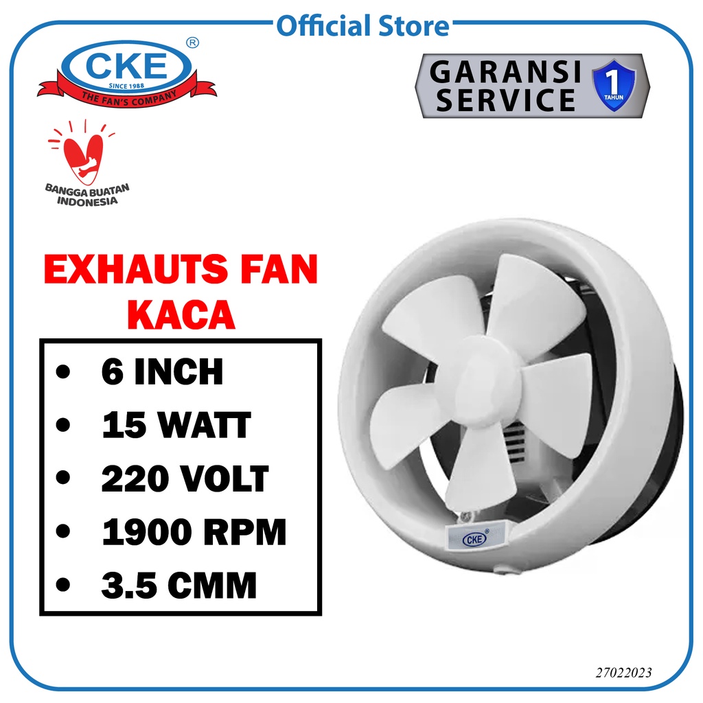 Jual Exhaust Fan Kaca CKE 6 Inch Rumah Toilet Dapur Restoran Udara ...
