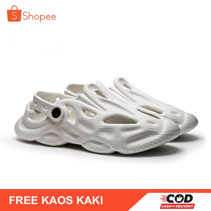 Jual Sandal Sepatu Slop Dragon White Sepatu Slip On Pria Karet Black ...