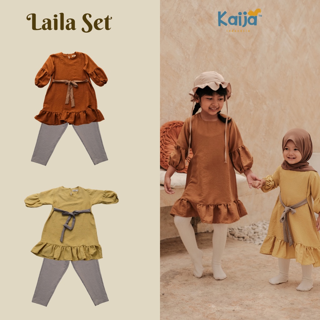Jual LAILA SET / Setelan Muslim Tunik Anak Polos by Kaija Indonesia | Shopee Indonesia