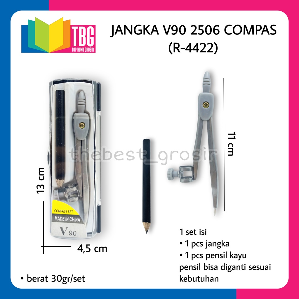 Jual 1 SET JANGKA V90 2506 PERLENGKAPAN SEKOLAH MATEMATIKA MATH SET ...