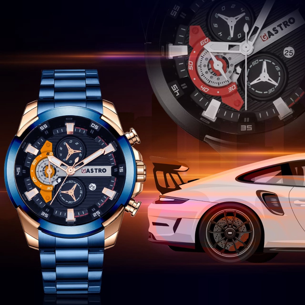 Jual JAM TANGAN GASTRO RANTAI TANGGAL 1601 STAINLESS STEEL ANTI AIR ...