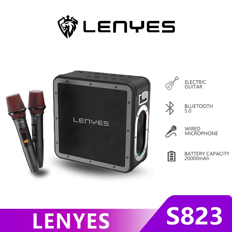 Jual LENYES S823 160W Speaker Portable Bluetooth + Microphone Bluetooth ...