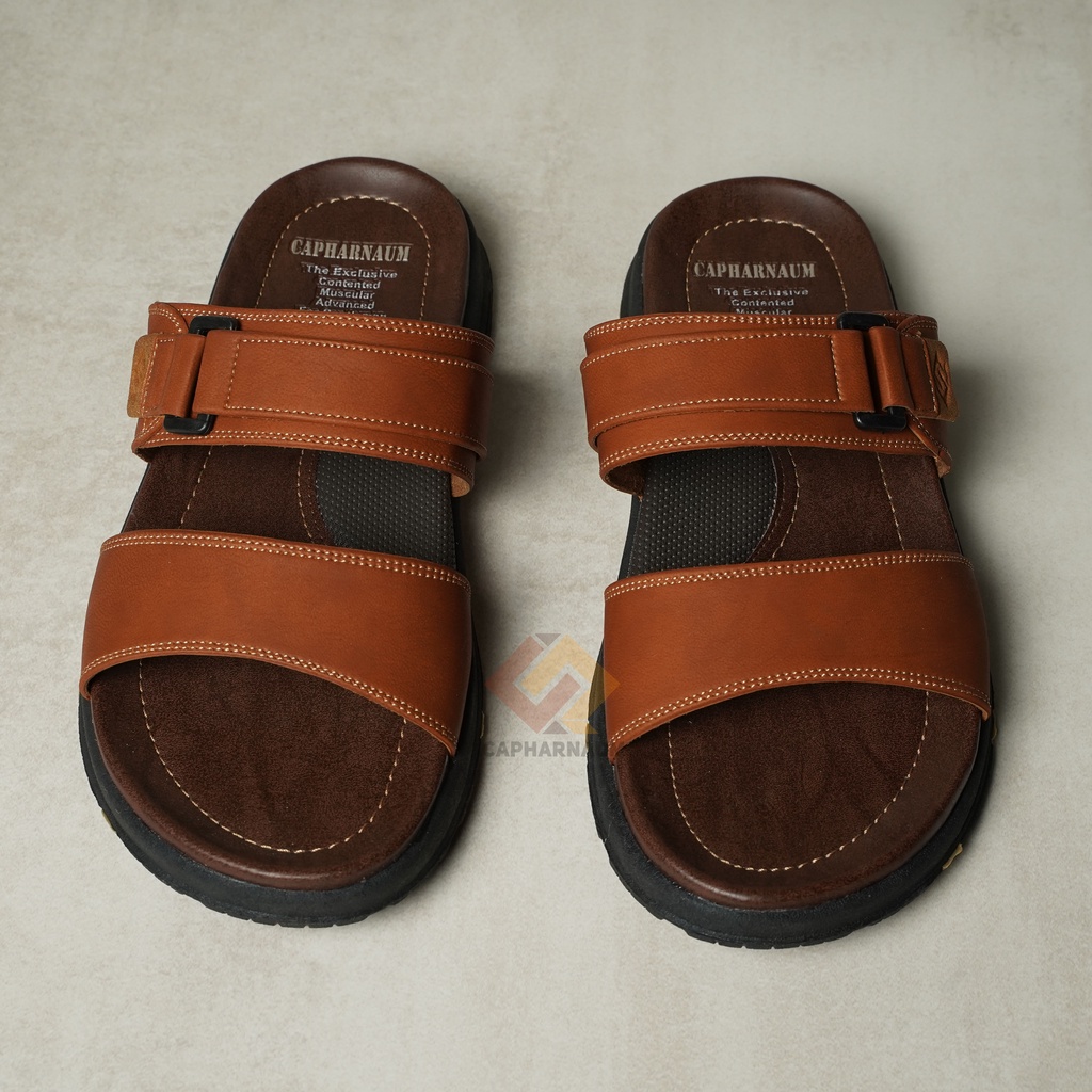 Jual CAPHARNAUM [RAMBO 201] Sendal Selop Ban 2 Kulit Gesper Sandal Slip ...