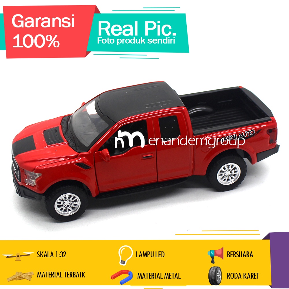 Jual Diecast Miniatur Mainan Mobil Metal Ford Raptor Doube Cabin 1/32 ...