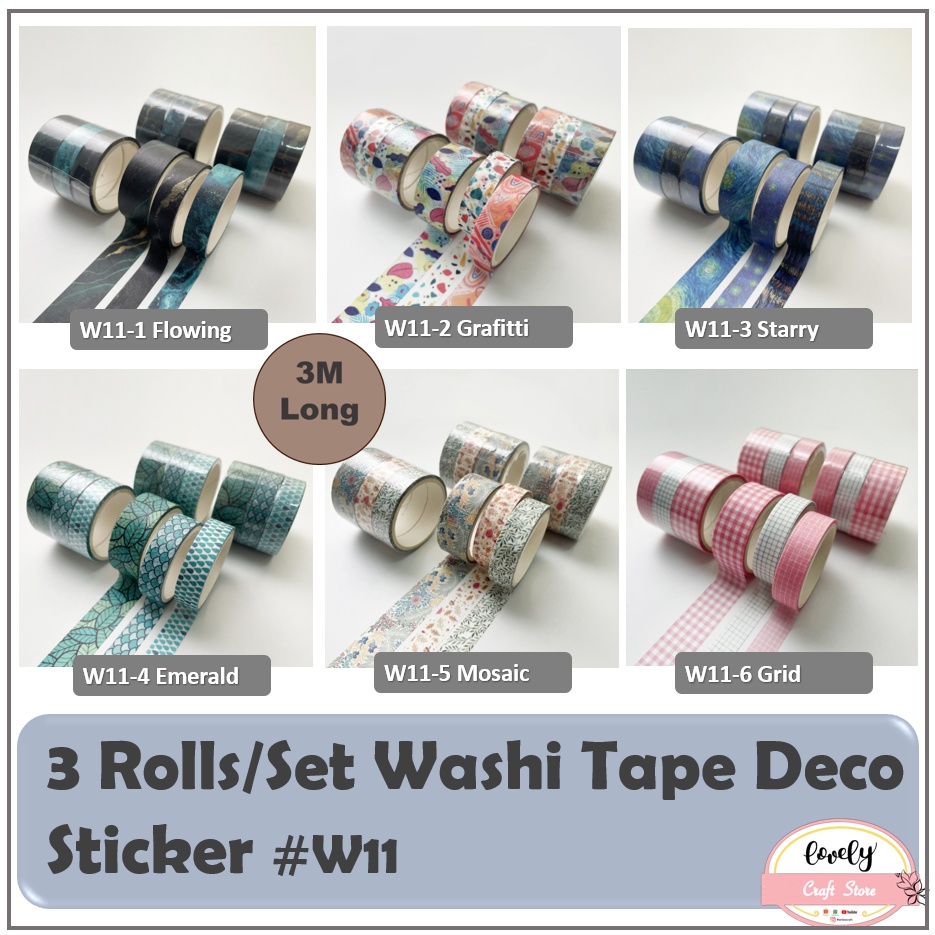 Jual LovelyCraftStore | 3rolls / set Washi Tape W11 Selotip Kertas Deco ...