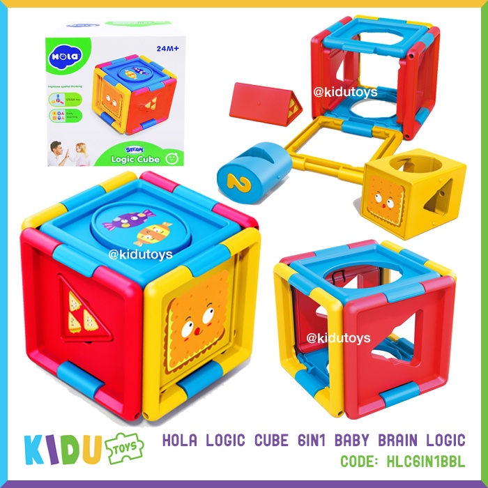 Jual Mainan Edukasi Anak Mengenal Bentuk Hola Logic Cube 6in1 Baby ...