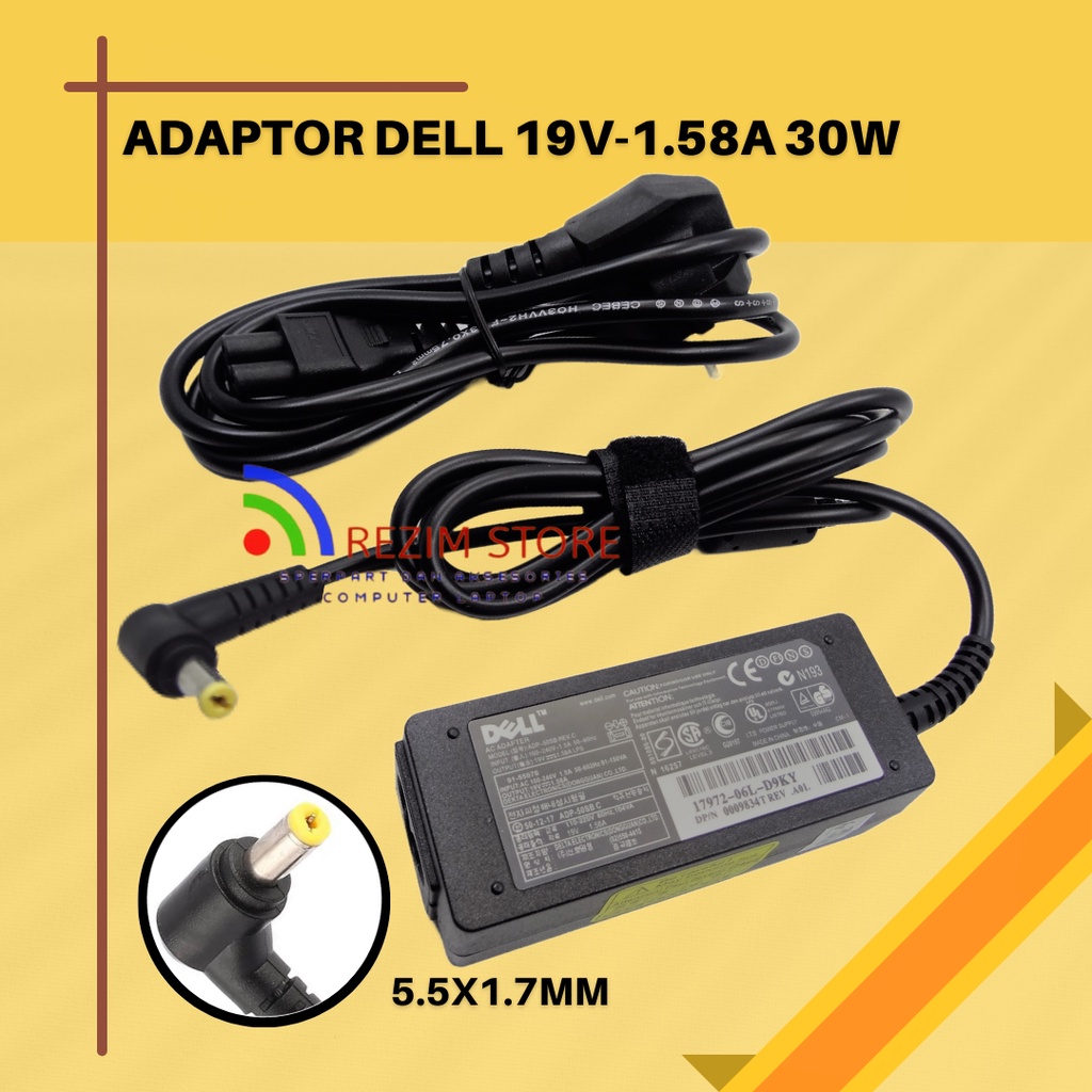 Jual AC Power Adapter Charger Laptop Dell 19V 1.58A 30W Adaptor Dell ...