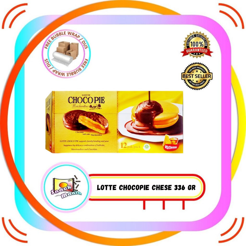 Jual Lotte Choco Pie Marshmallow Richeese 336 gr Pie Keju Coklat 12 pcs ...