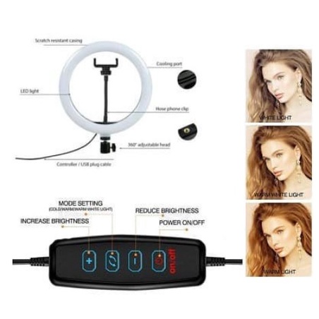 Jual RING LED LAMPU RING SELFIE 26 CM LAMPU KONTEN RING LIGHT LIVE STREAMING | Shopee Indonesia