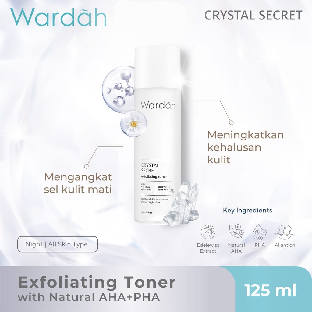 Jual WARDAH CRYSTAL SECRET EXFOLIATING TONER WITH NATURAL AHA+PHA ...