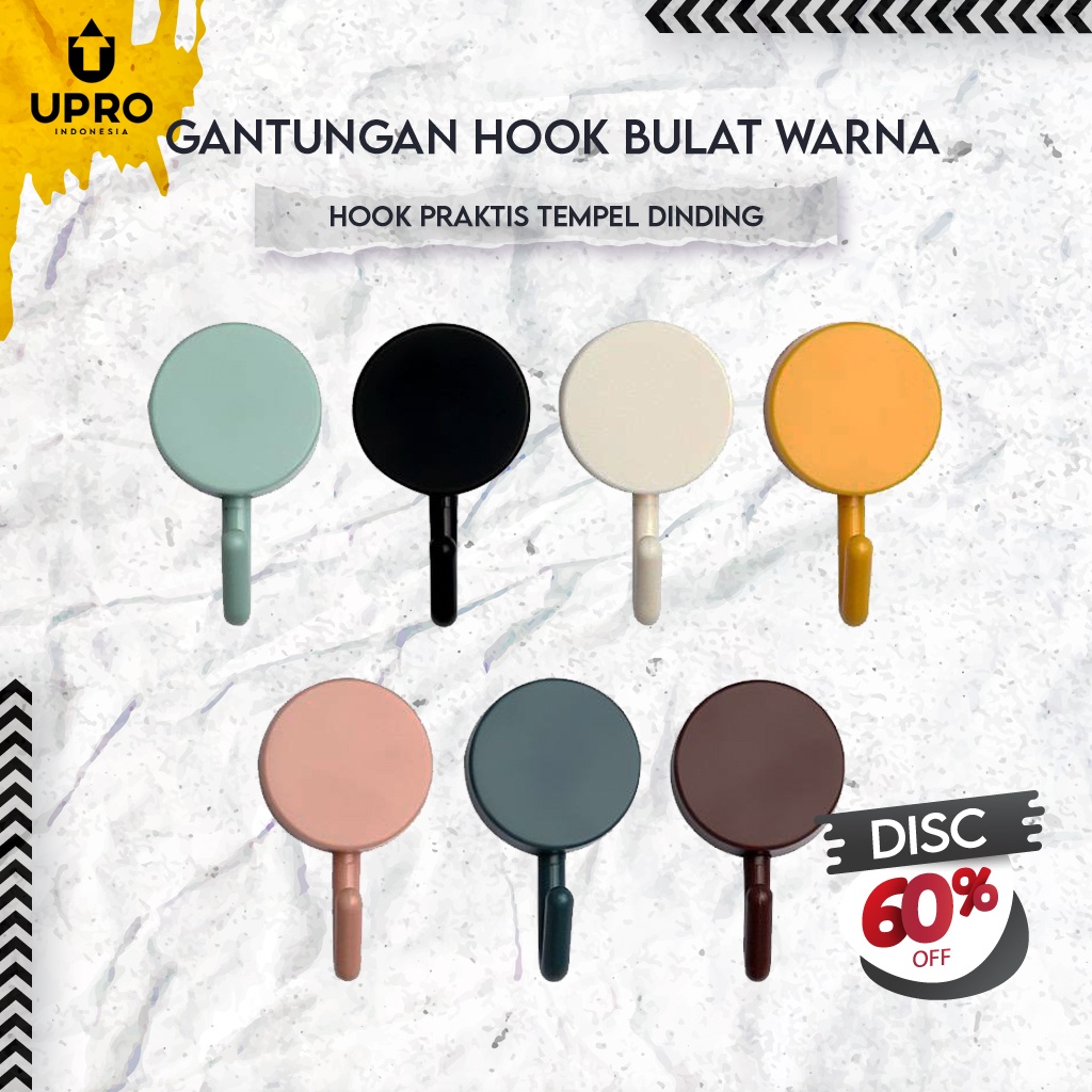 Jual Gantungan Hook Bulat Warna Tempel Dinding Hook Praktis | Shopee ...