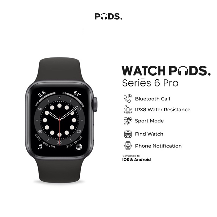 Jual WATCHPODS S6 PRO SMARTWATCH BLUETOOTH BY PODS INDONESIA | Shopee ...