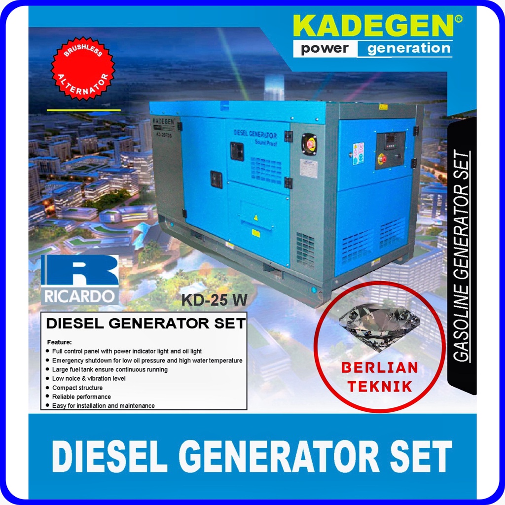 Jual Diesel Generator Silent Mesin Genset Kadegen KD 25 W | 25 KVA / 20 ...