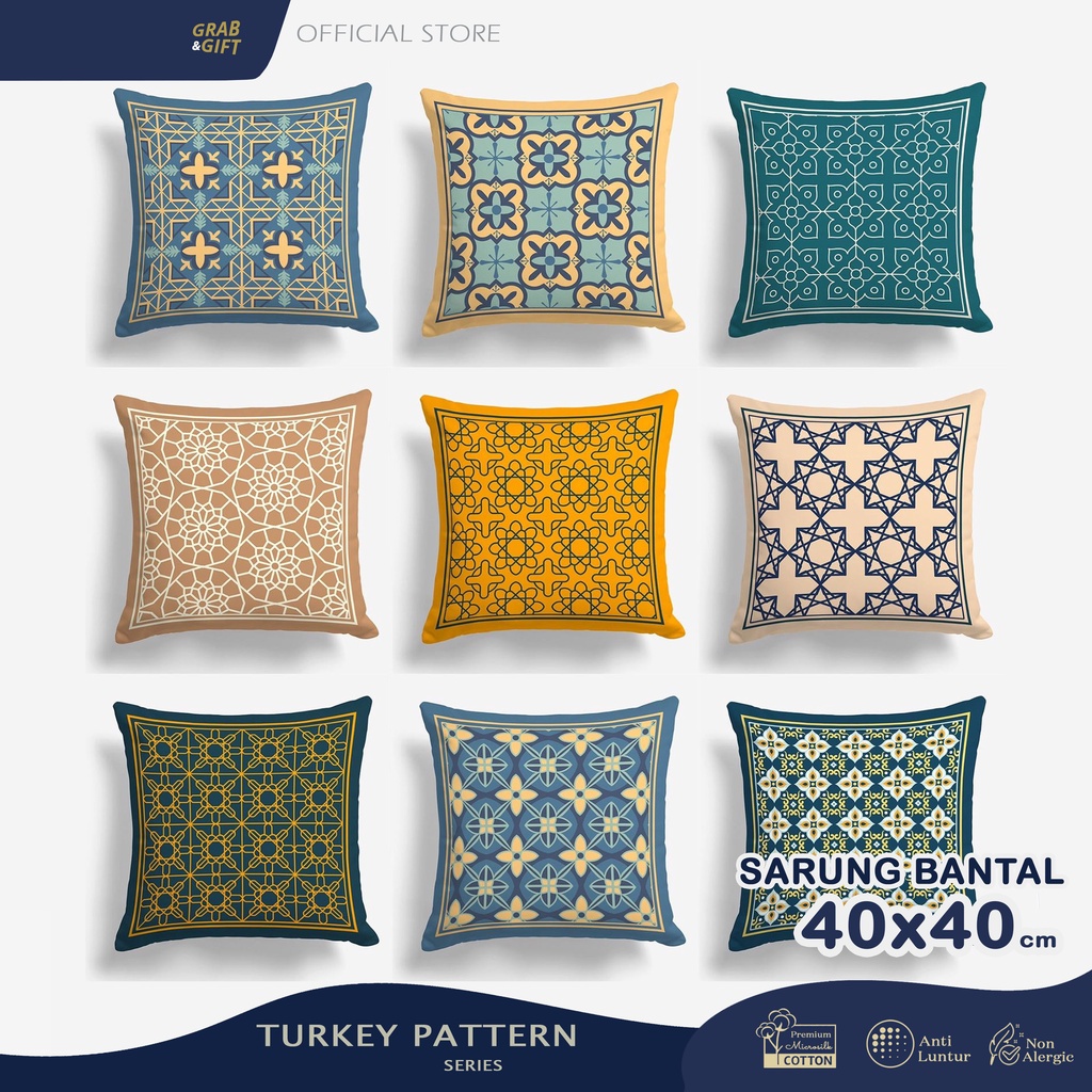 Jual SARUNG Bantal Sofa Motif Turkish Minimalis 40x40 cm Pattern Turkey ...