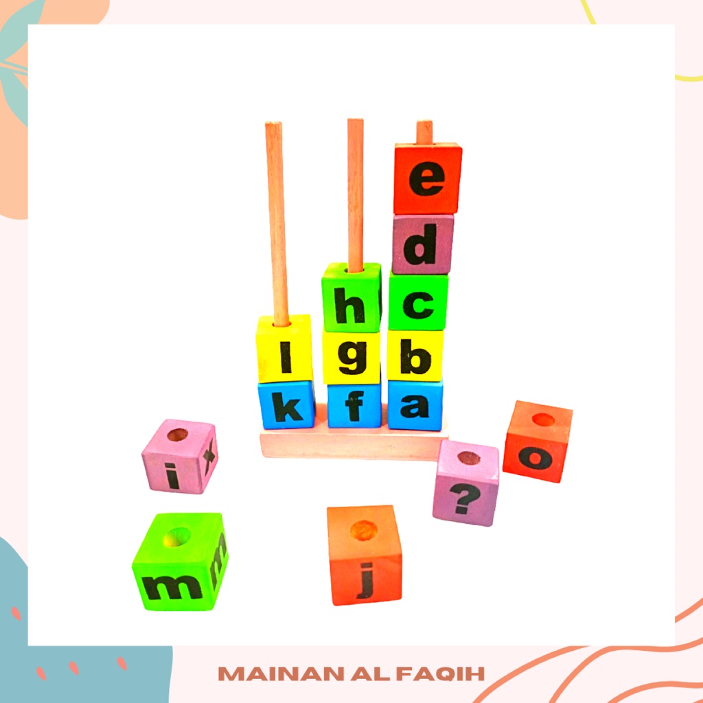Jual Mainan Edukatif Anak Balok Susun Huruf Abjad /Mainan Balok Alpabet ...