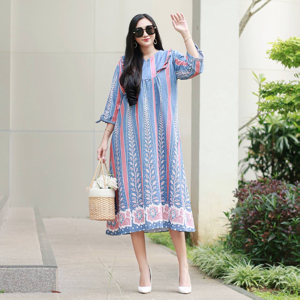 Jual Daster Elsa Motif Baru Kekinian Dress Remaja katun Halus Tebal ...