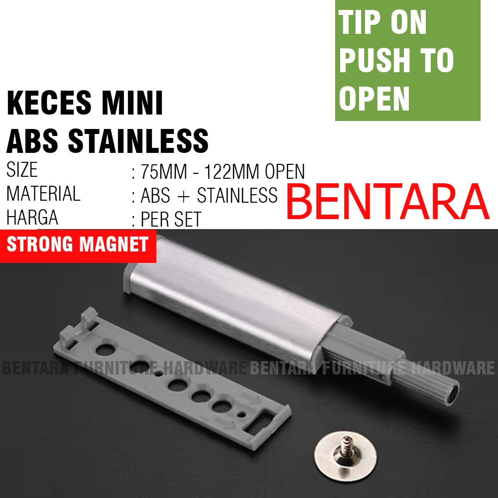 Jual 75MM KECES TIP-ON STAINLESS PUSH OPEN HEAD MAGNET PANJANG PUSH TO ...