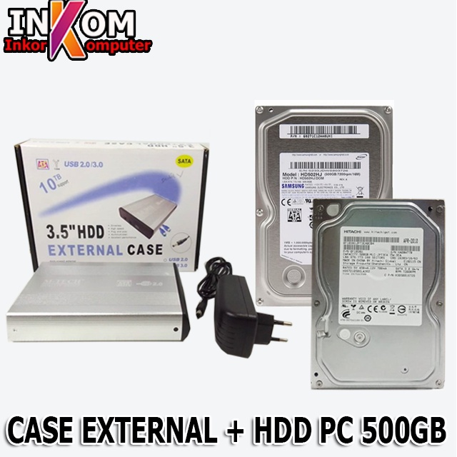 Jual Paket Hdd Harddisk Hard disk PC 500GB Plus Case Hdd External 3.5 ...