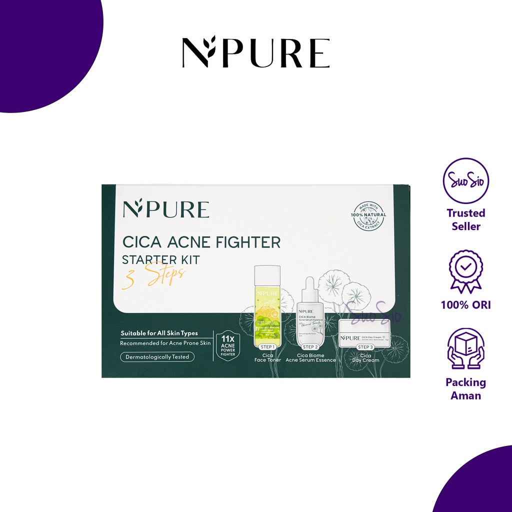 Jual Npure Cica Acne Fighter Starter Kit | Cica Face Toner Cica Biome ...