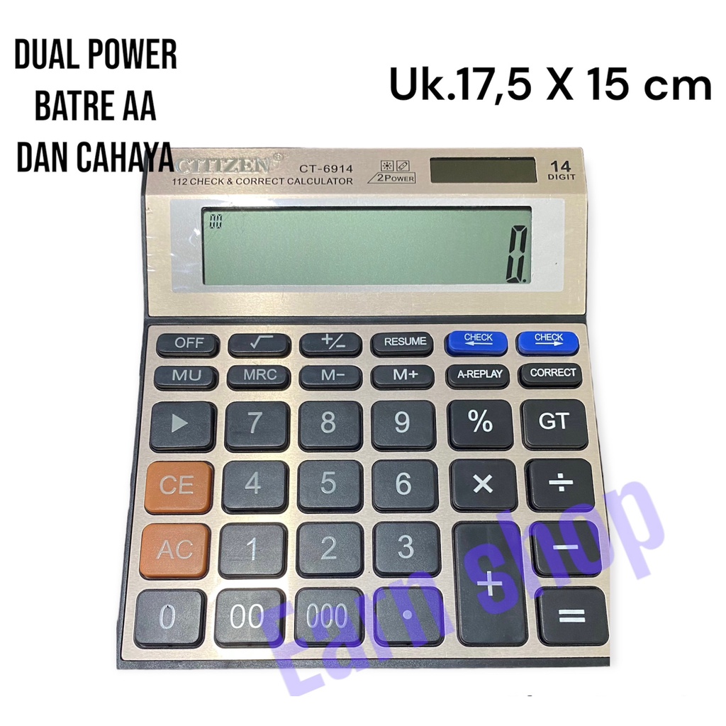 Jual Kalkulator Citizen besar CT-6914 6914 14 digit dual power | Shopee ...