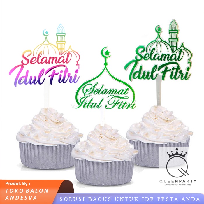 Jual Cake topper ucapan idul fitri / topper cake hiasan kue lebaran ...
