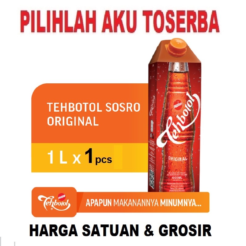 Jual Teh Botol Sosro Kotak Original 1 LITER - ( HARGA 1 pcs ) | Shopee Indonesia