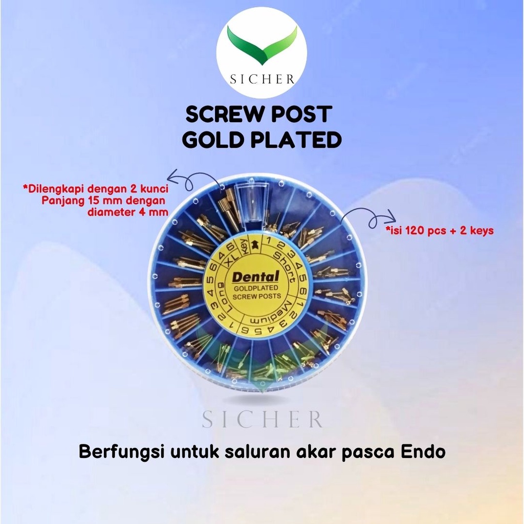 Jual Pin Screw Post Gold Plated/Pasak Gigi Dental Screw Posts | Shopee ...