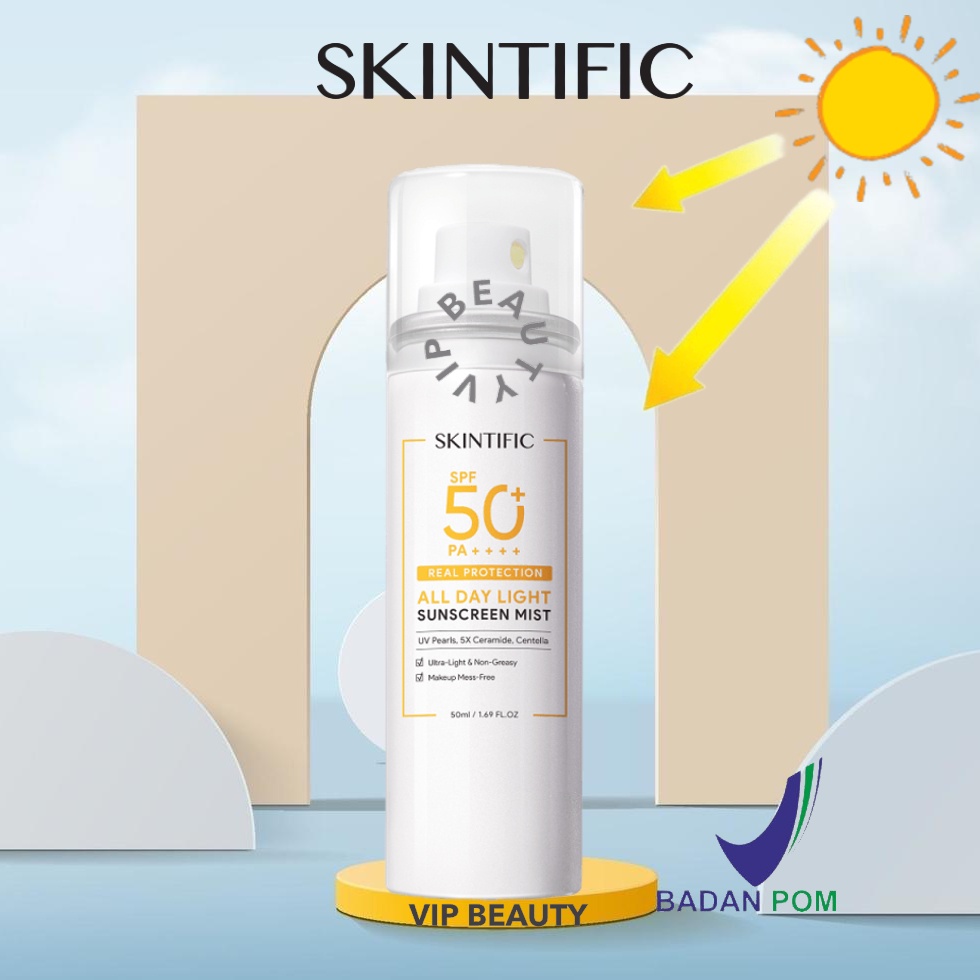 Jual SKINTIFIC All Day Light Sunscreen Mist SPF50 PA++++ - Sunscreen Spray Anti UV Wajah/Body ...