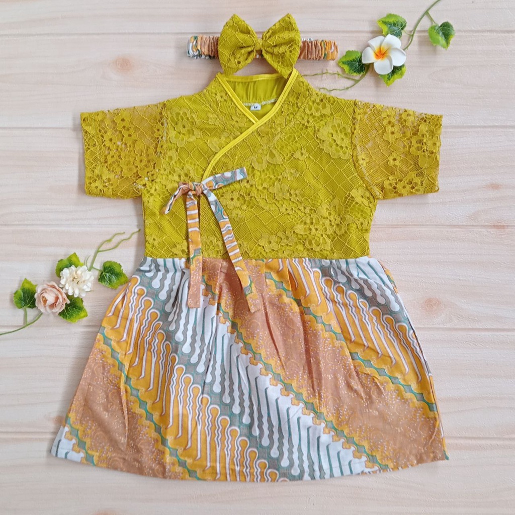 Jual Hanbok Anak / Hanbok Batik / Hanbok Brokat warna Kuning Lemon ...
