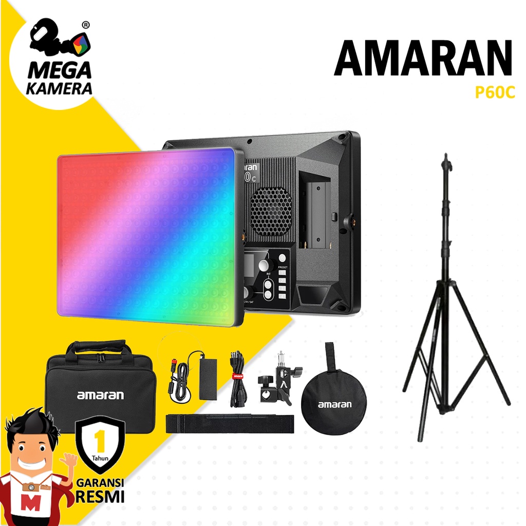 Jual Amaran P60c + Light Stand - RGBWW LED Panel with Softbox Grid ...