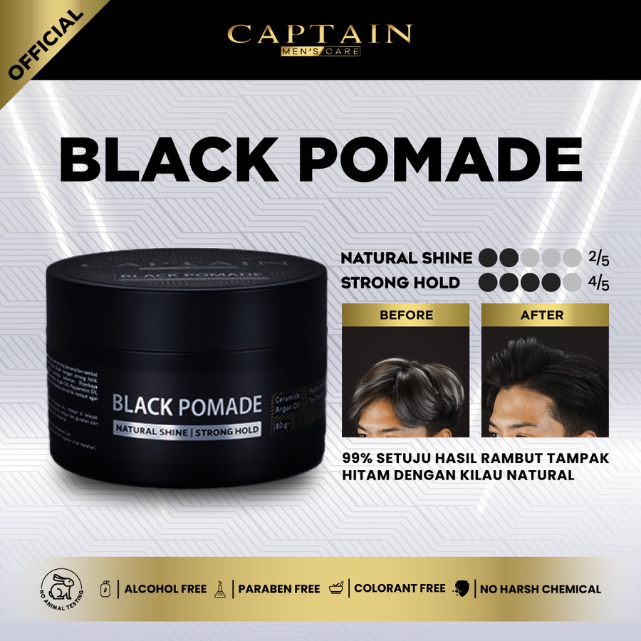 Jual Captain Men's Care Black Pomade ( Rambut Hitam Instan Penutup Uban ...