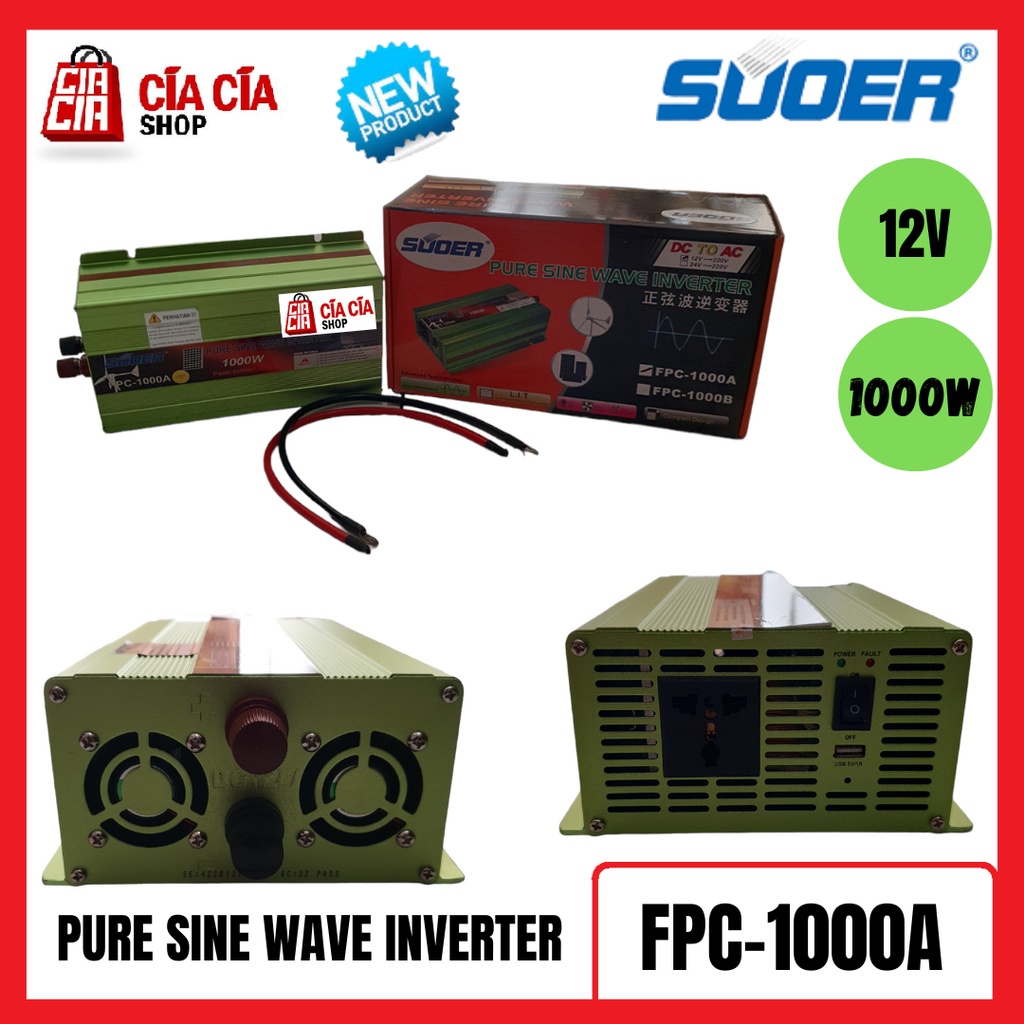 Jual Suoer Pure Sine Wave Inverter 1000 Watt PSW Inverter 1000W Suoer FPC-1000A Inverter Sinus ...