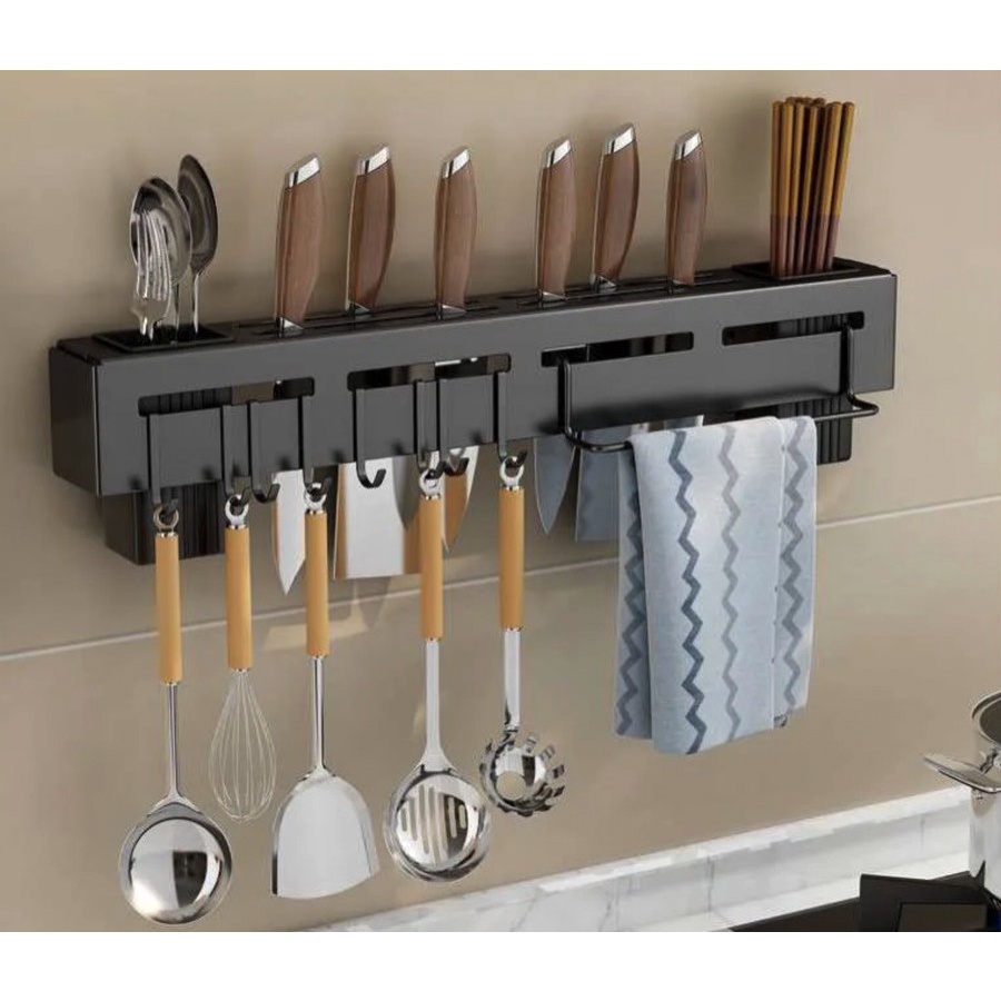 Jual Rak Pisau 40 cm(RP 400) Stainless Hitam Kait Gantung Black Doff ...