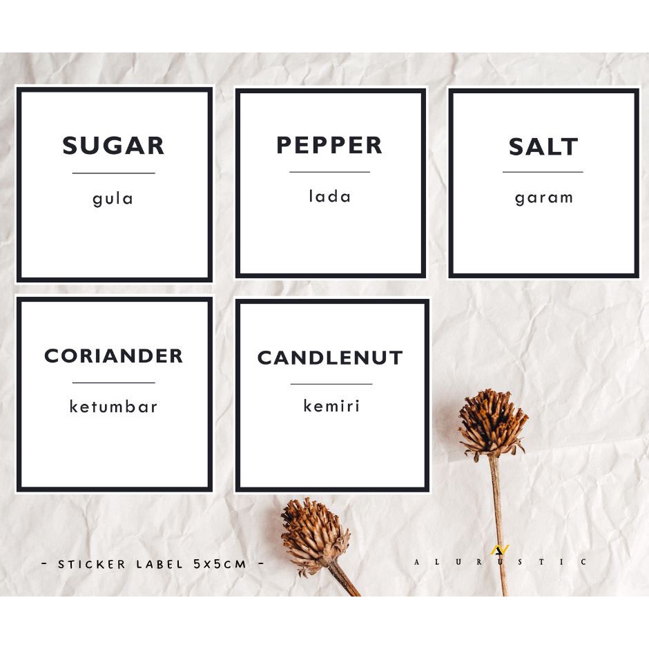 Jual STIKER BUMBU DAPUR / STICKER WATERPROOF AESTHETIC 5x5cm | Shopee ...