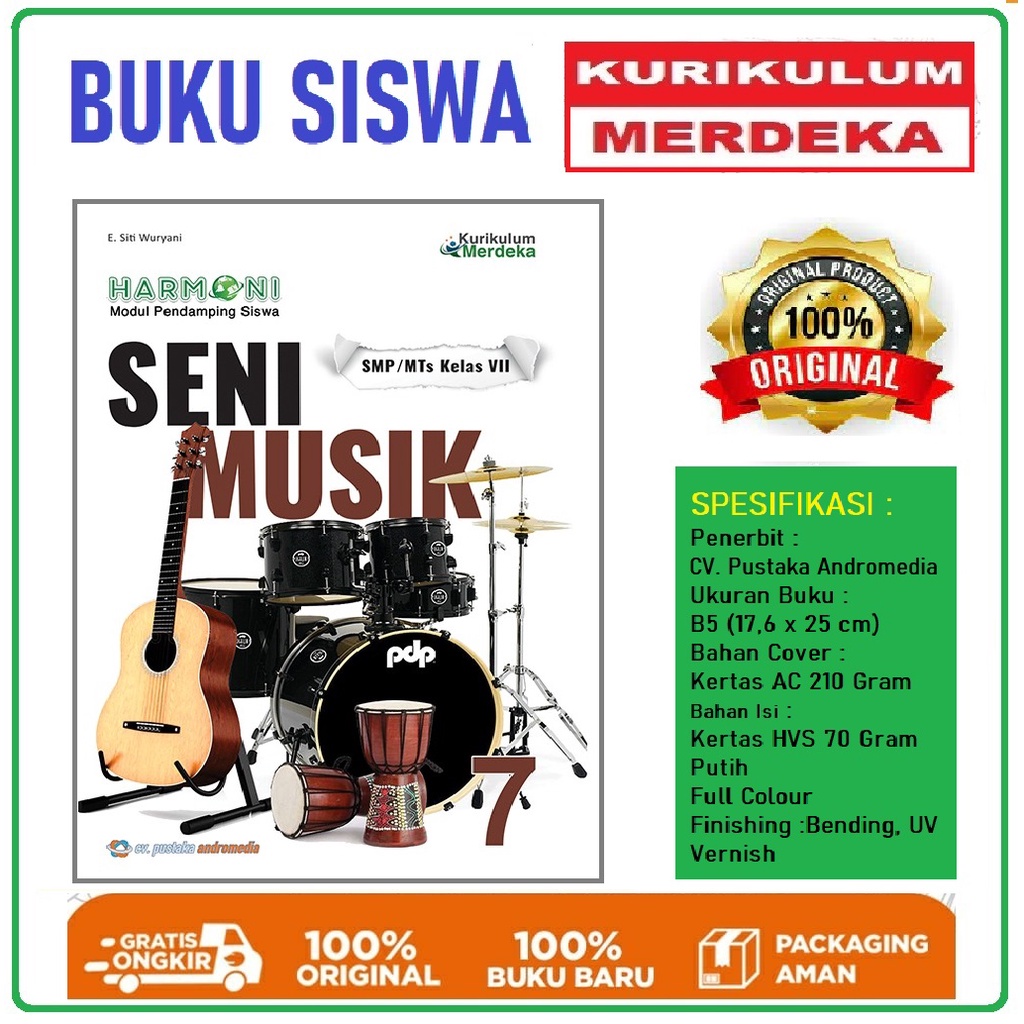 Jual BUKU SISWA SENI MUSIK KELAS VII SMP/ MTS KURIKULUM MERDEKA SMP KELAS 7 PUSTAKA ANDROMEDIA ...