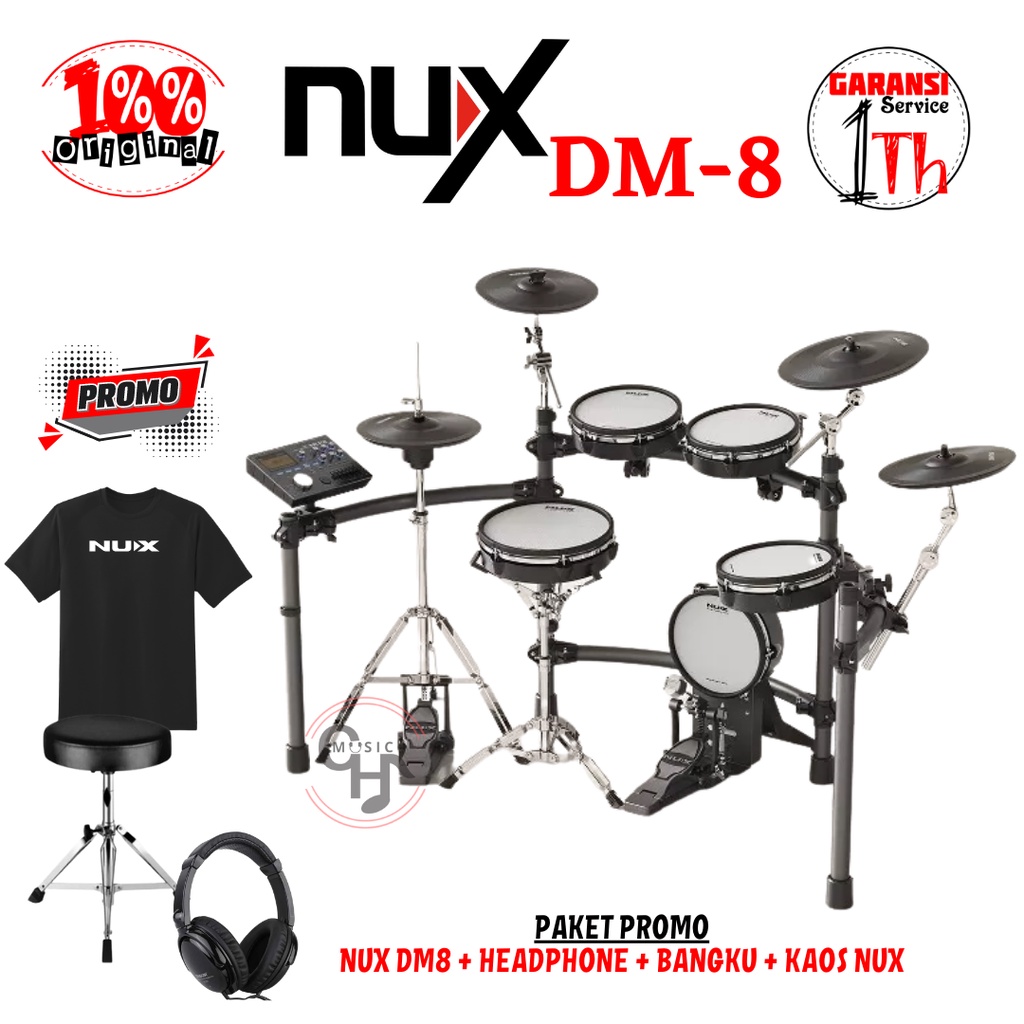 Jual Nux DM-8 Nux DM8 Digital Drum Set with All Mesh Head By Remo | Shopee Indonesia